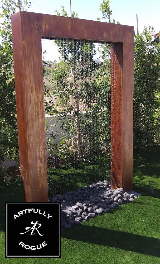 Corten Metal Rain Curtain Water Feature – Artfully Rogue